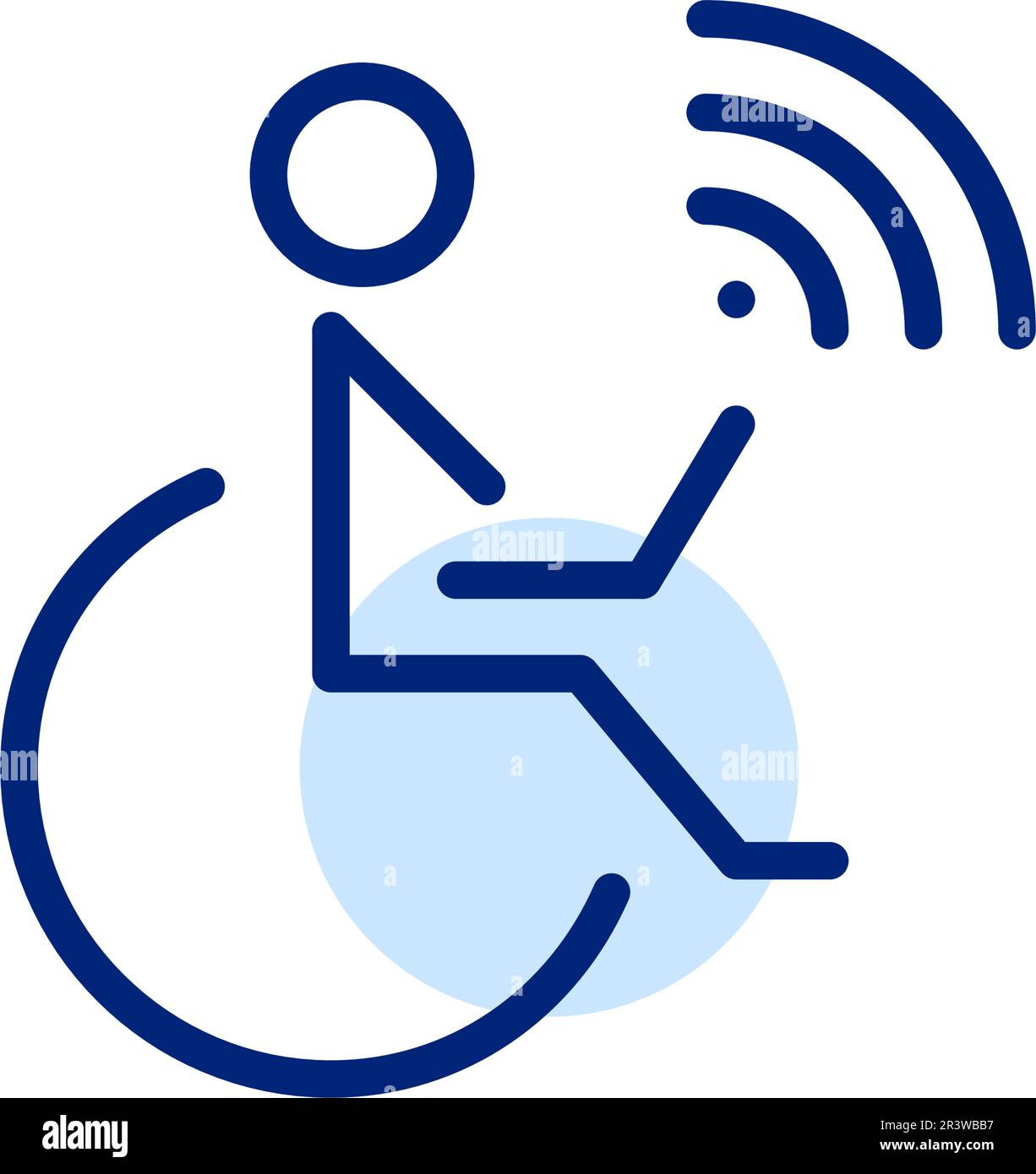 Person in wheelchair working at laptop. Inclusive workplace suitable ...