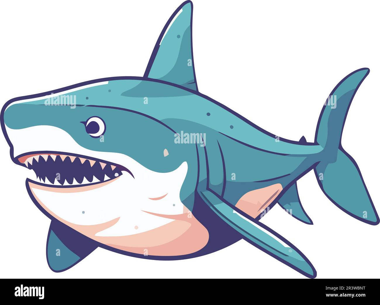 Cute cartoon shark with sharp teeth Stock Vector Image & Art - Alamy