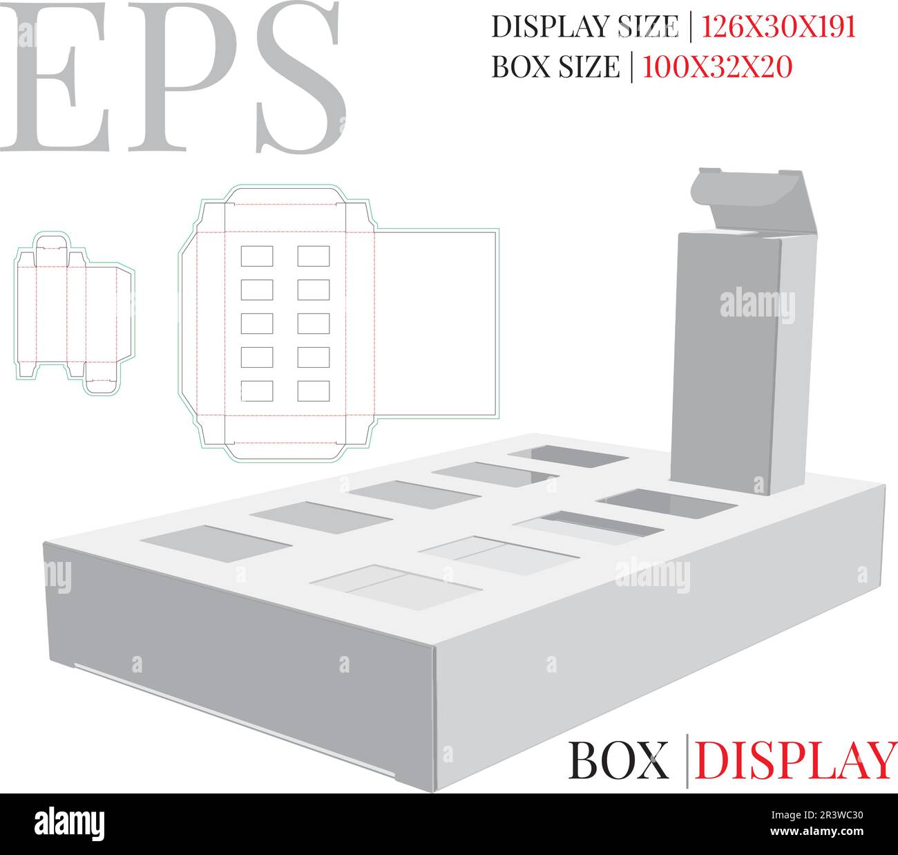 Box display die cut template, vector. Cardboard Box Shelf Template ...