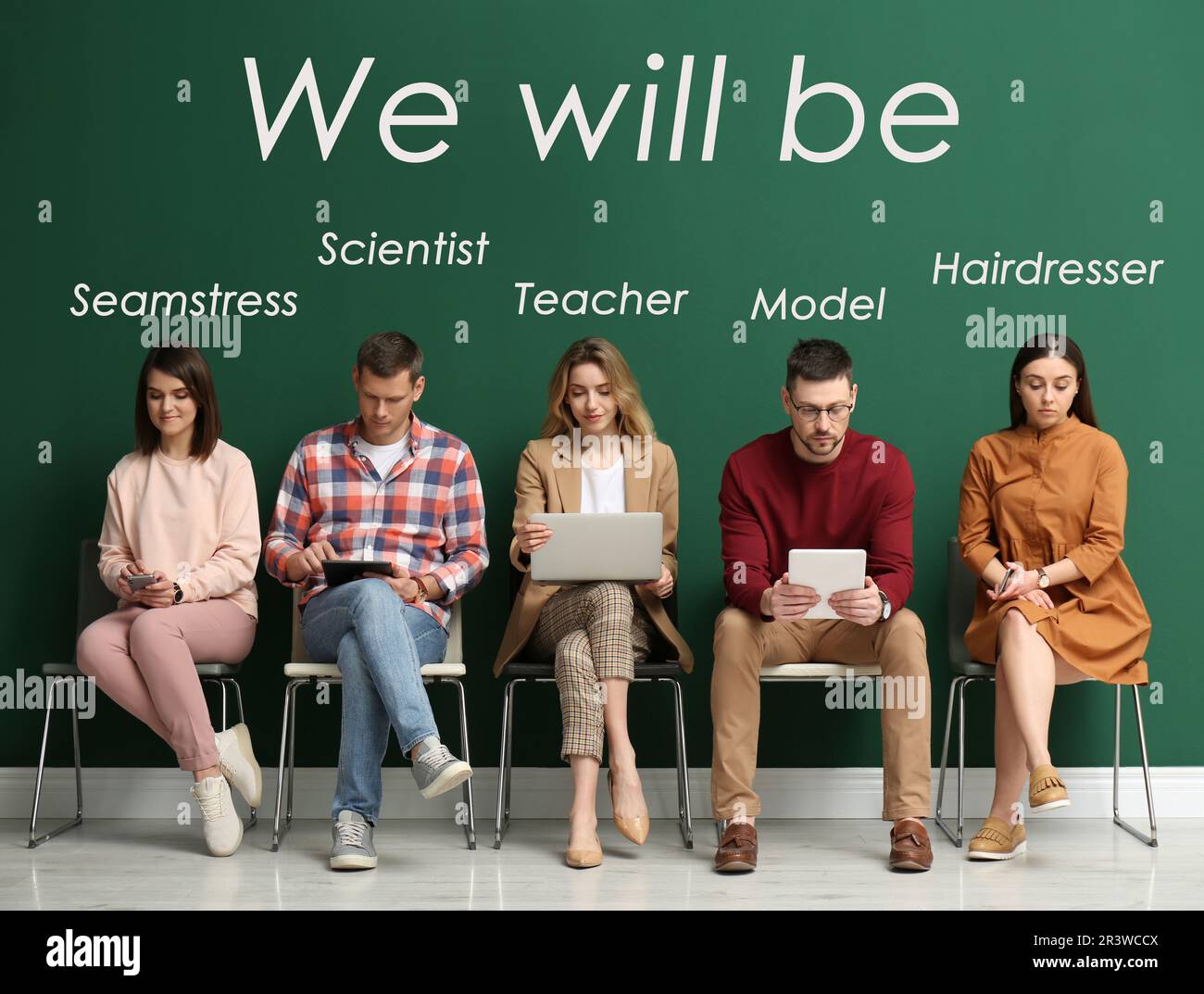 Choice of profession. Inscription We Will Be and different occupations ...