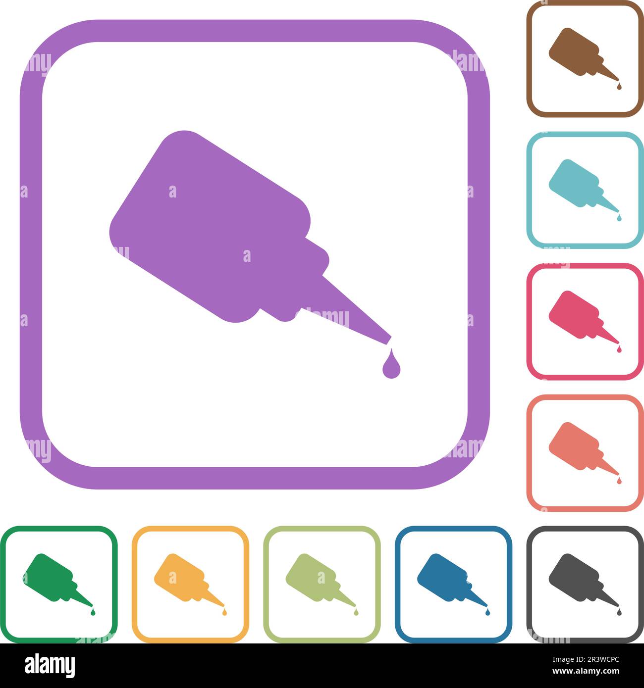 Super glue simple icons in color rounded square frames on white background Stock Vector Image ...