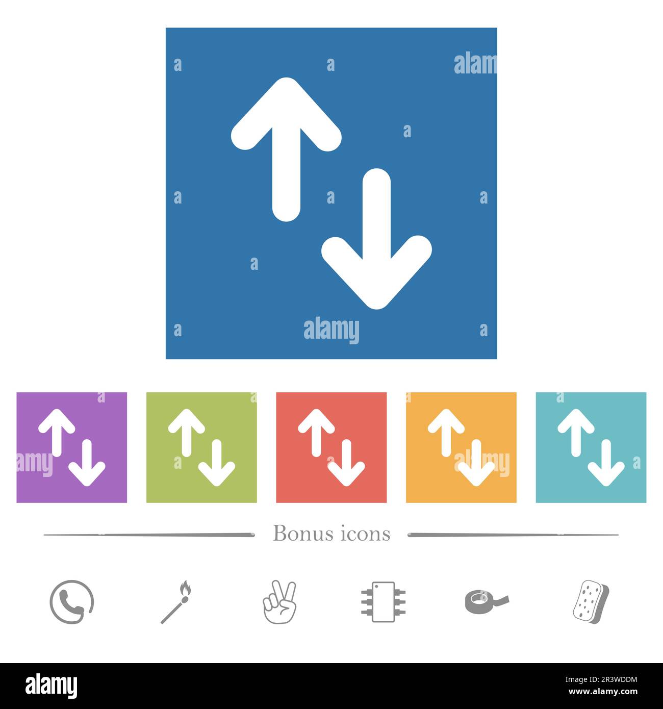 Data transfer solid flat white icons in square backgrounds. 6 bonus ...