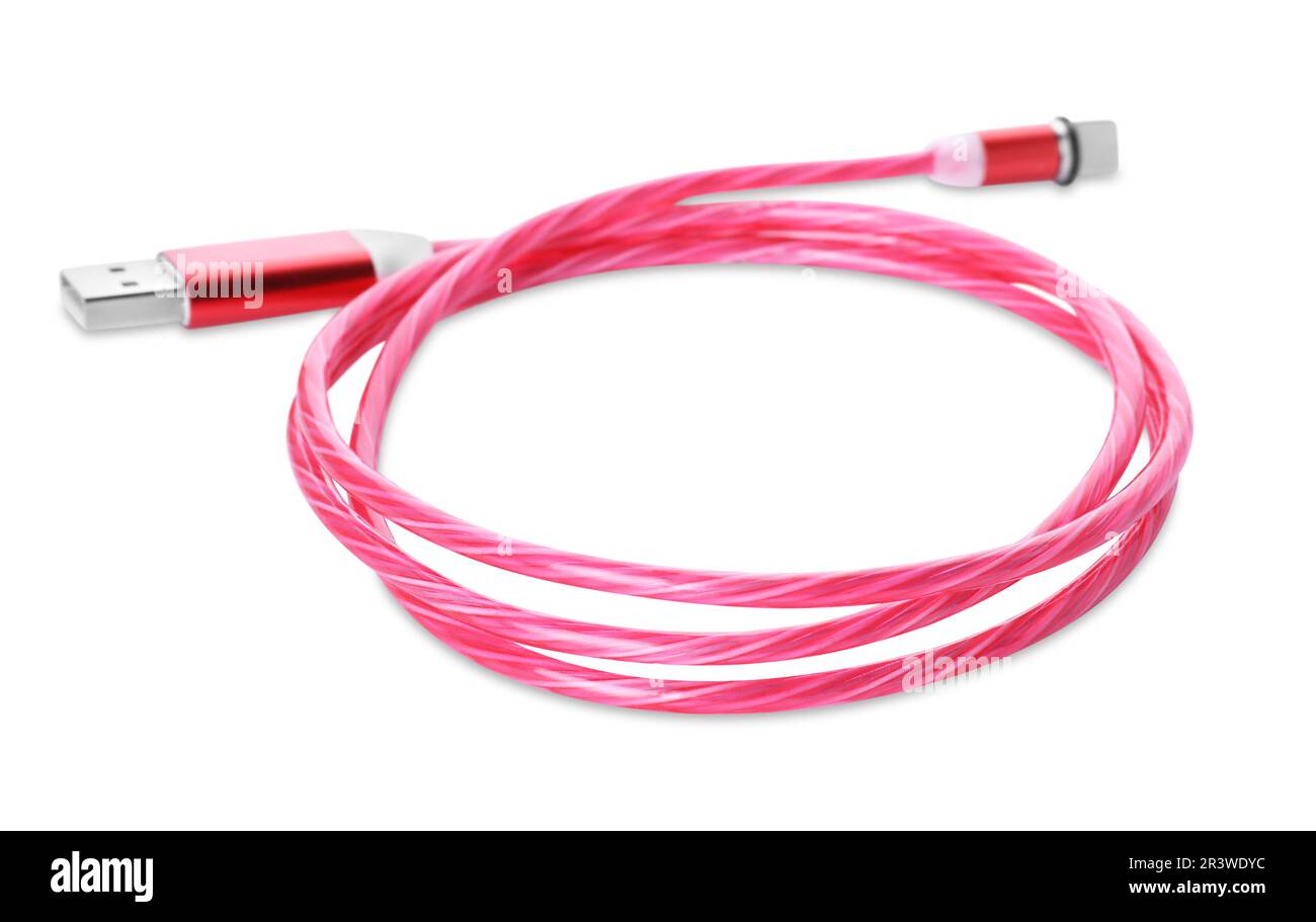 Red USB cable with type C connector isolated on white Stock Photo - Alamy