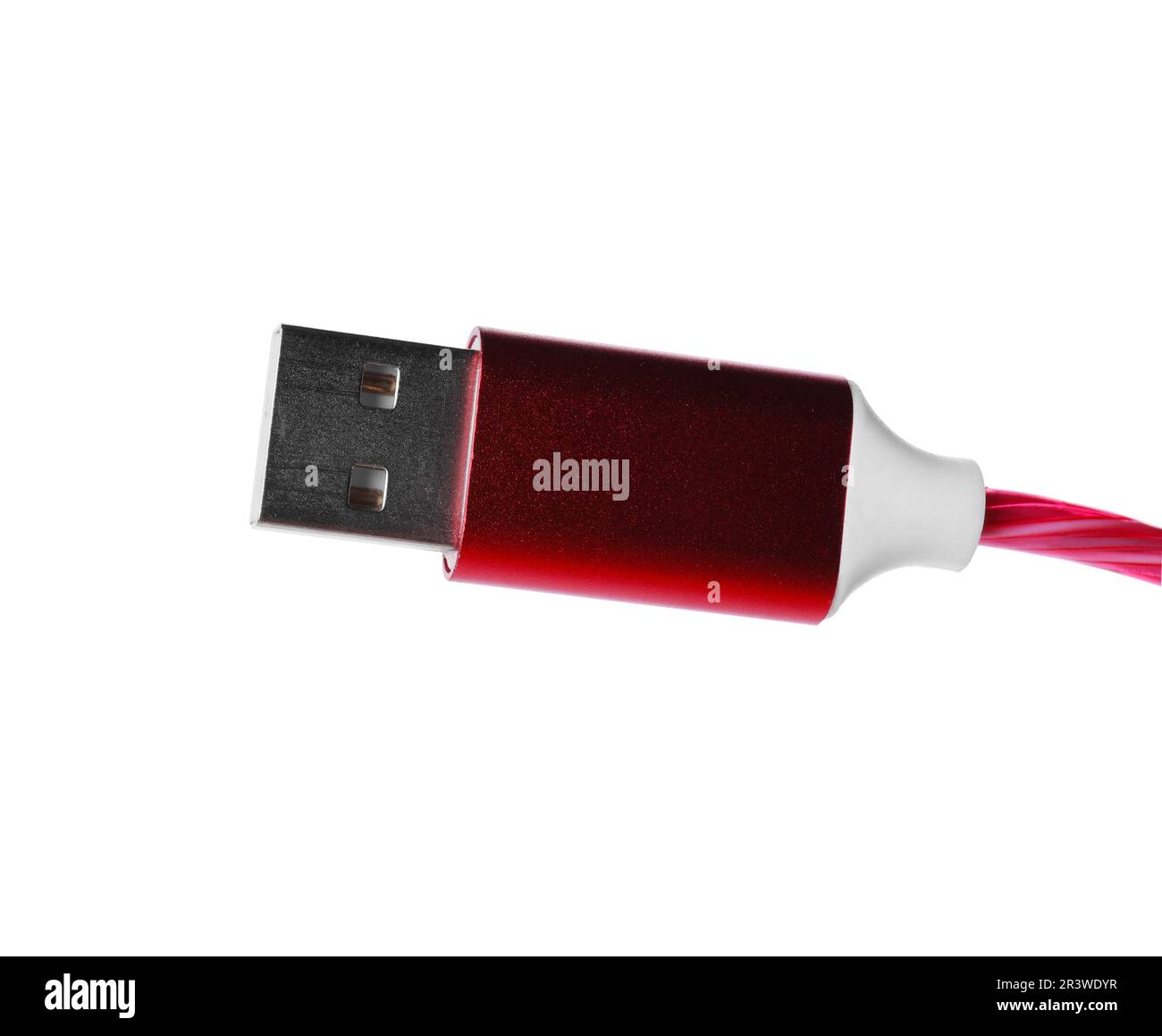 Red USB cable isolated on white. Modern technology Stock Photo - Alamy