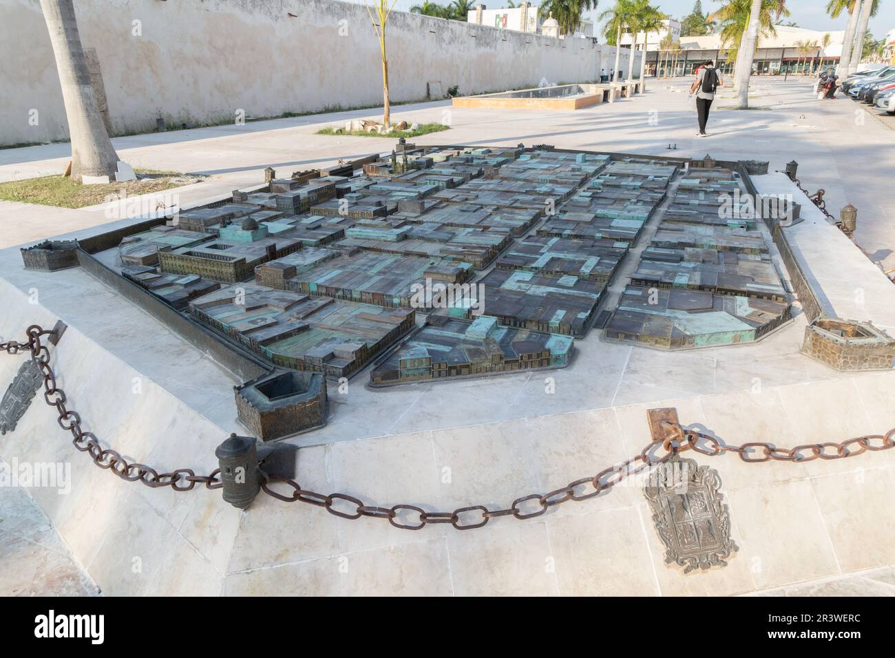 Bronze model of layout of Spanish colonial city, Campeche, Campeche ...