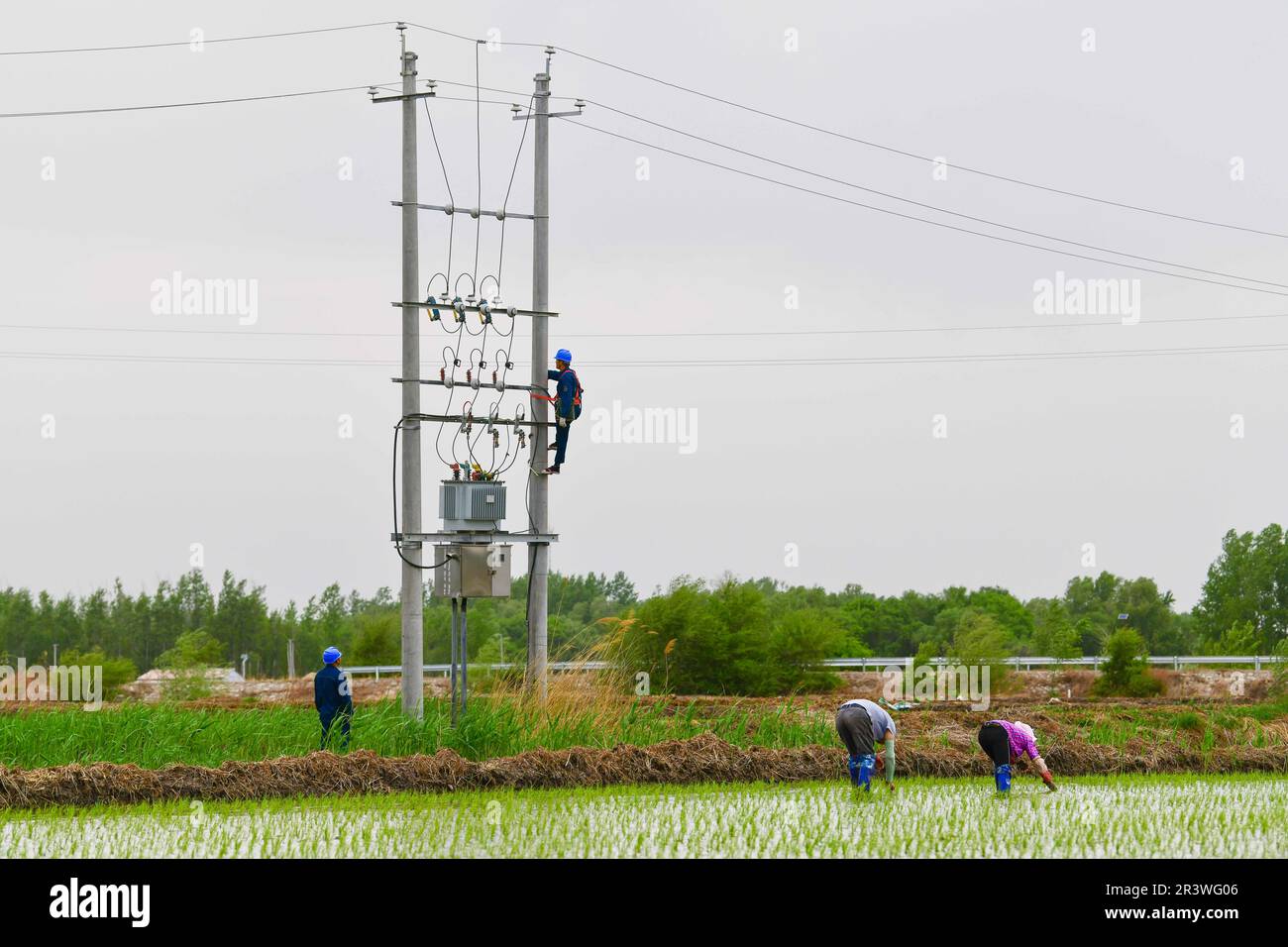 HINGGAN LEAGUE, CHINA - MAY 25, 2023 - Workers of a power supply ...