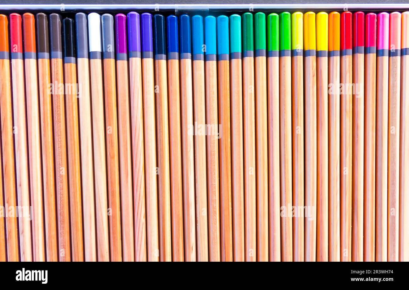 Colored pencils. Back to school background Stock Photo - Alamy