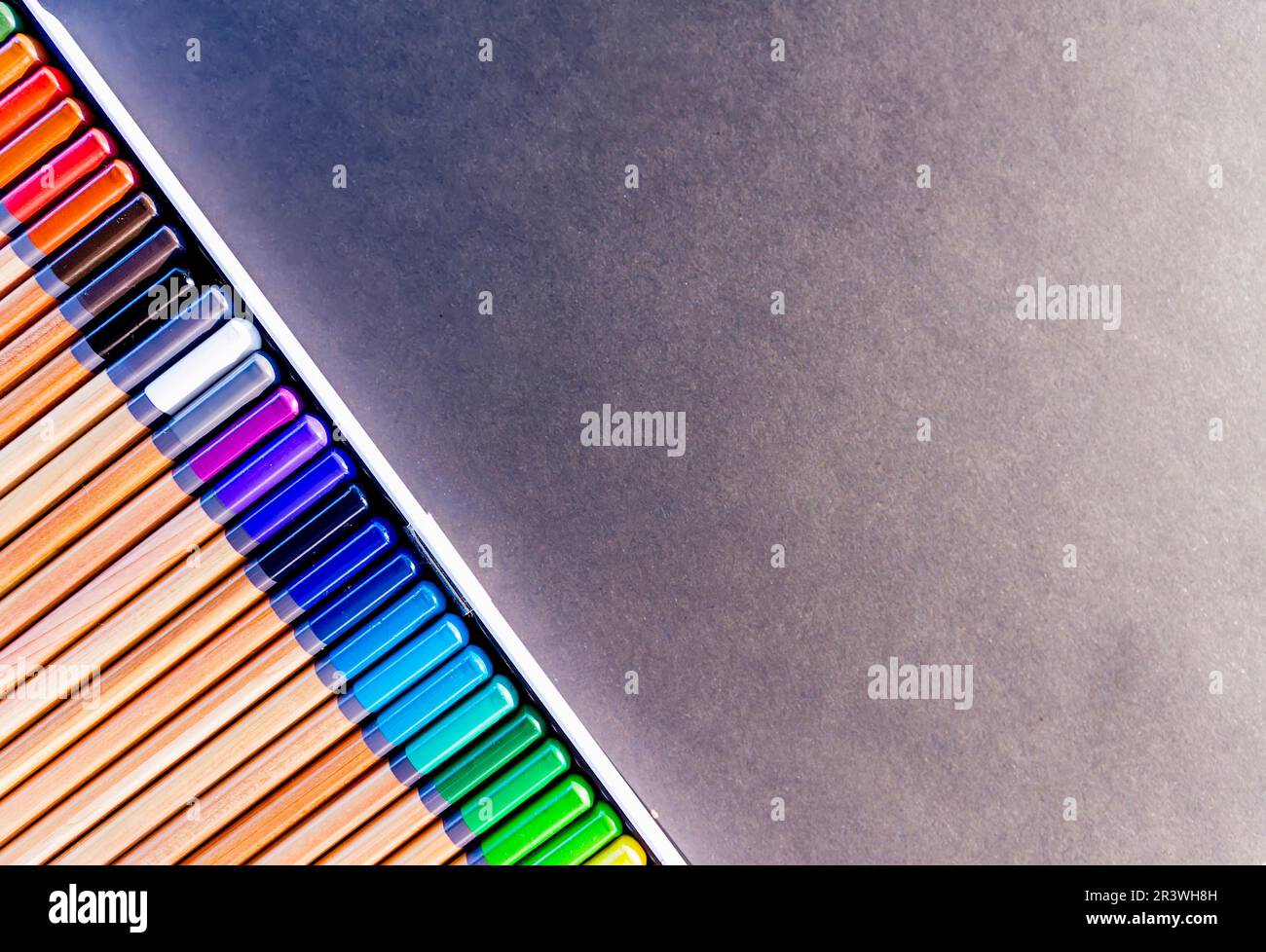 Colored pencils. Back to school background Stock Photo - Alamy