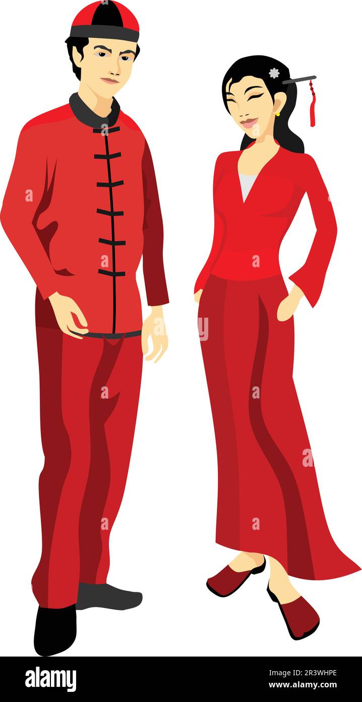 Chinese Traditional Couple Costume Vector Stock Vector Image & Art - Alamy