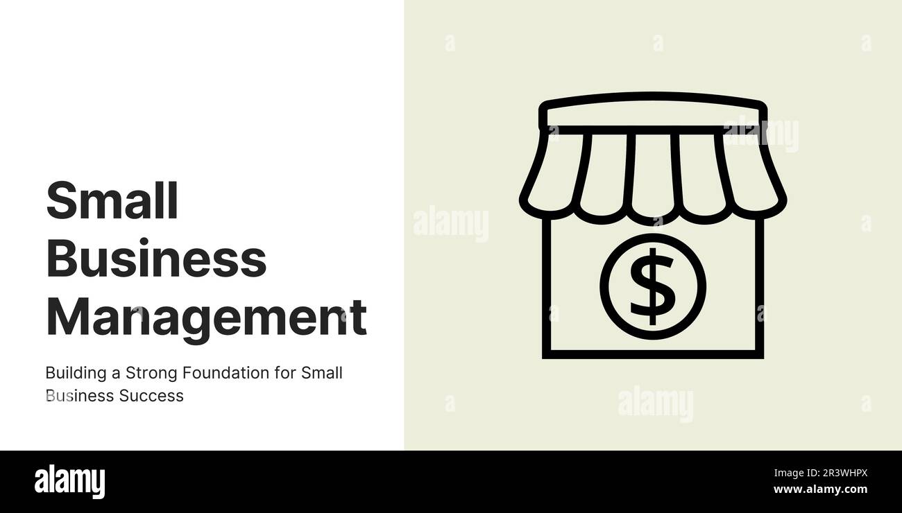 Small Business Management Banner on White and Green Background. Stylish ...
