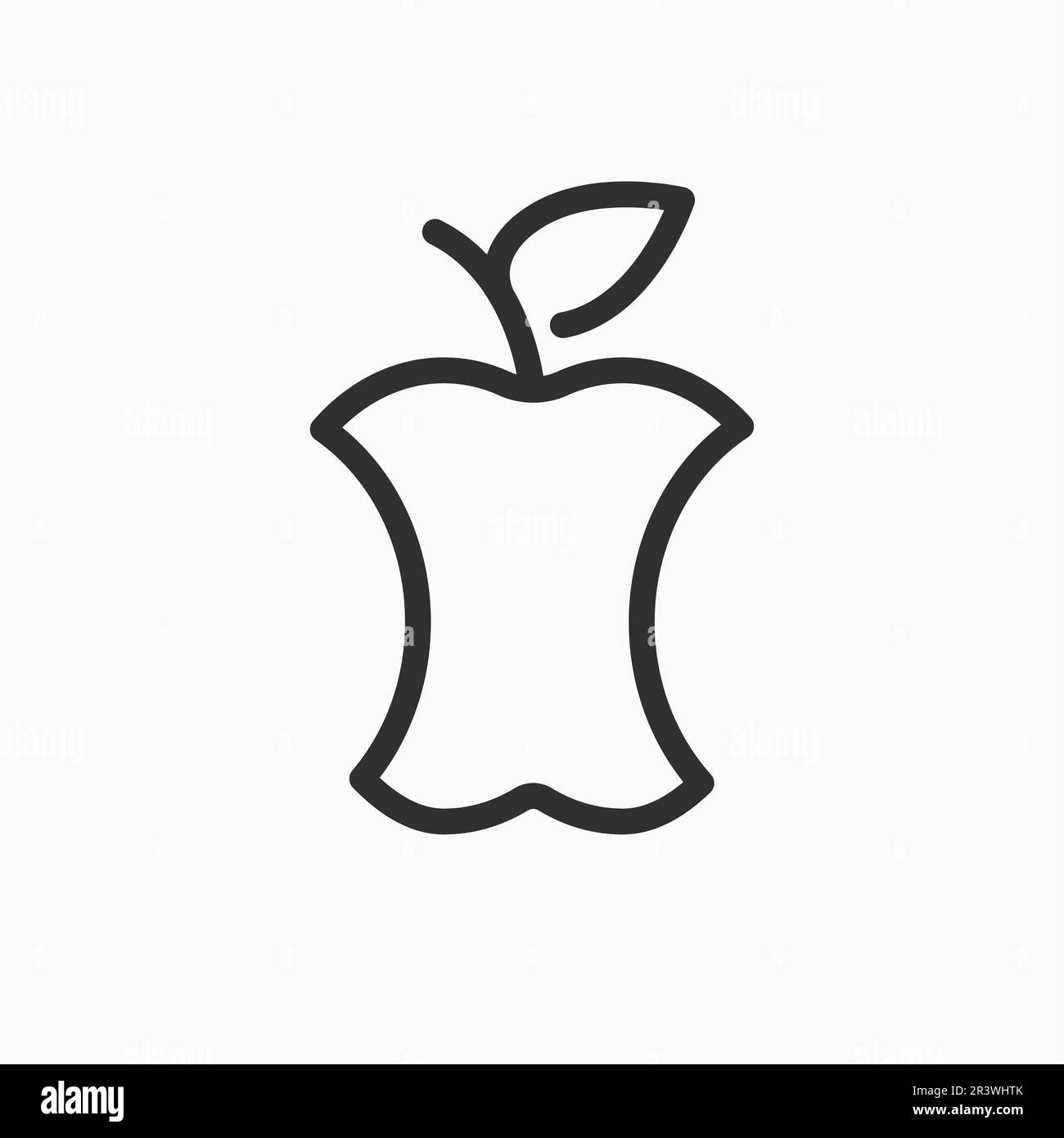 Organic waste line icon apple core sign. Food quality stroke design ...