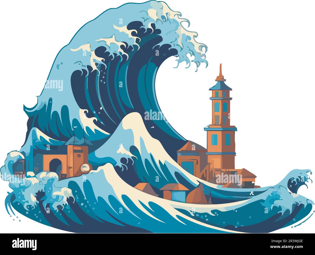 Tsunami water flood city Cut Out Stock Images & Pictures - Alamy