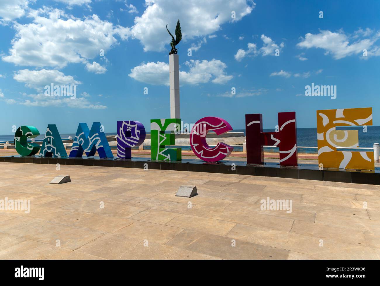 Colourful letters spelling name of Campeche city, Campeche State ...