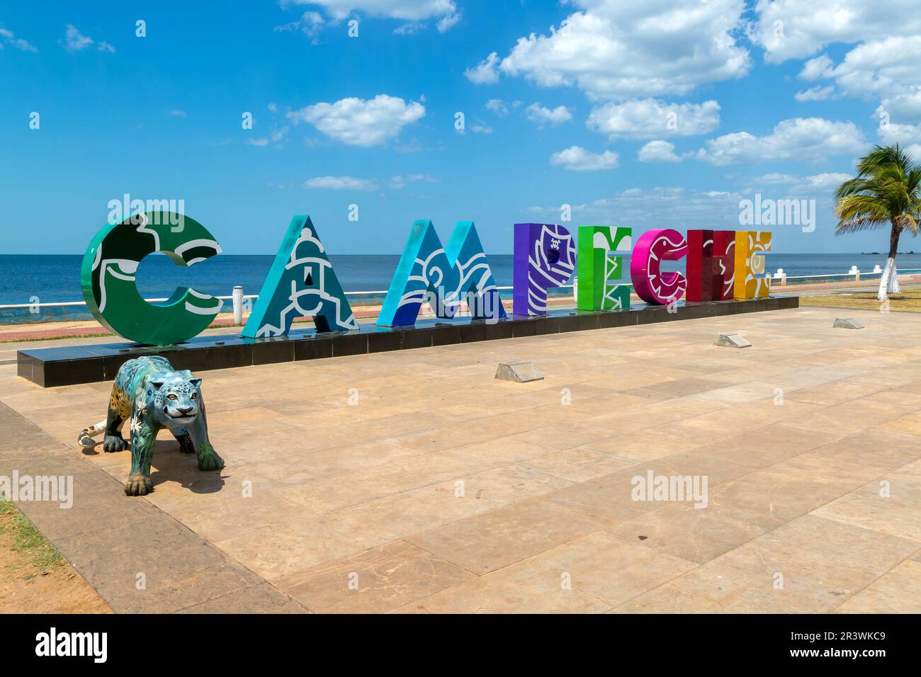 Colourful letters spelling name of Campeche city, Campeche State ...