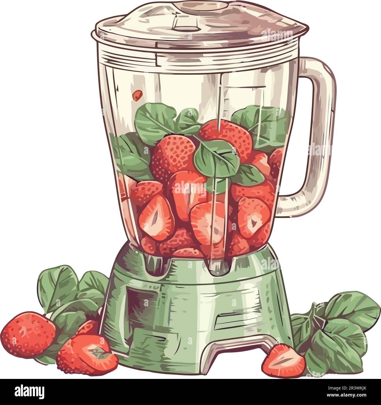 Juicy strawberry cocktail in a blender Stock Vector Image & Art - Alamy