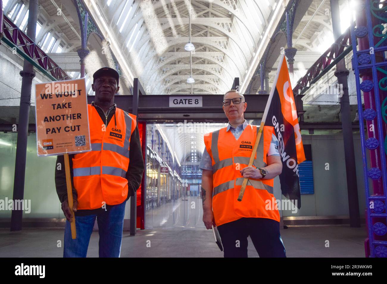 London, England, UK. 25th May, 2023. GMB union picket line at ...