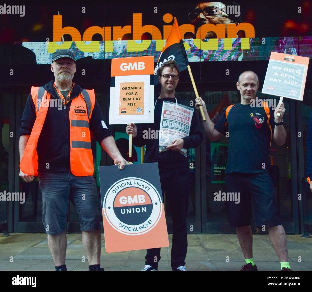 London, UK. 25th May 2023. GMB union picket line at Barbican Centre as ...