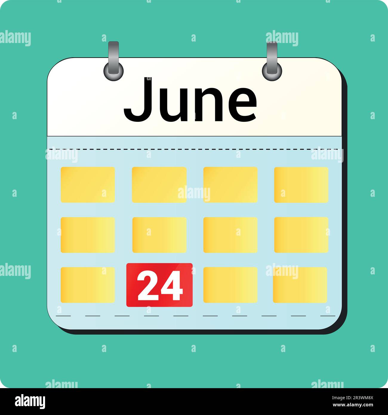 calendar vector drawing, date June 24 on the page Stock Vector Image ...