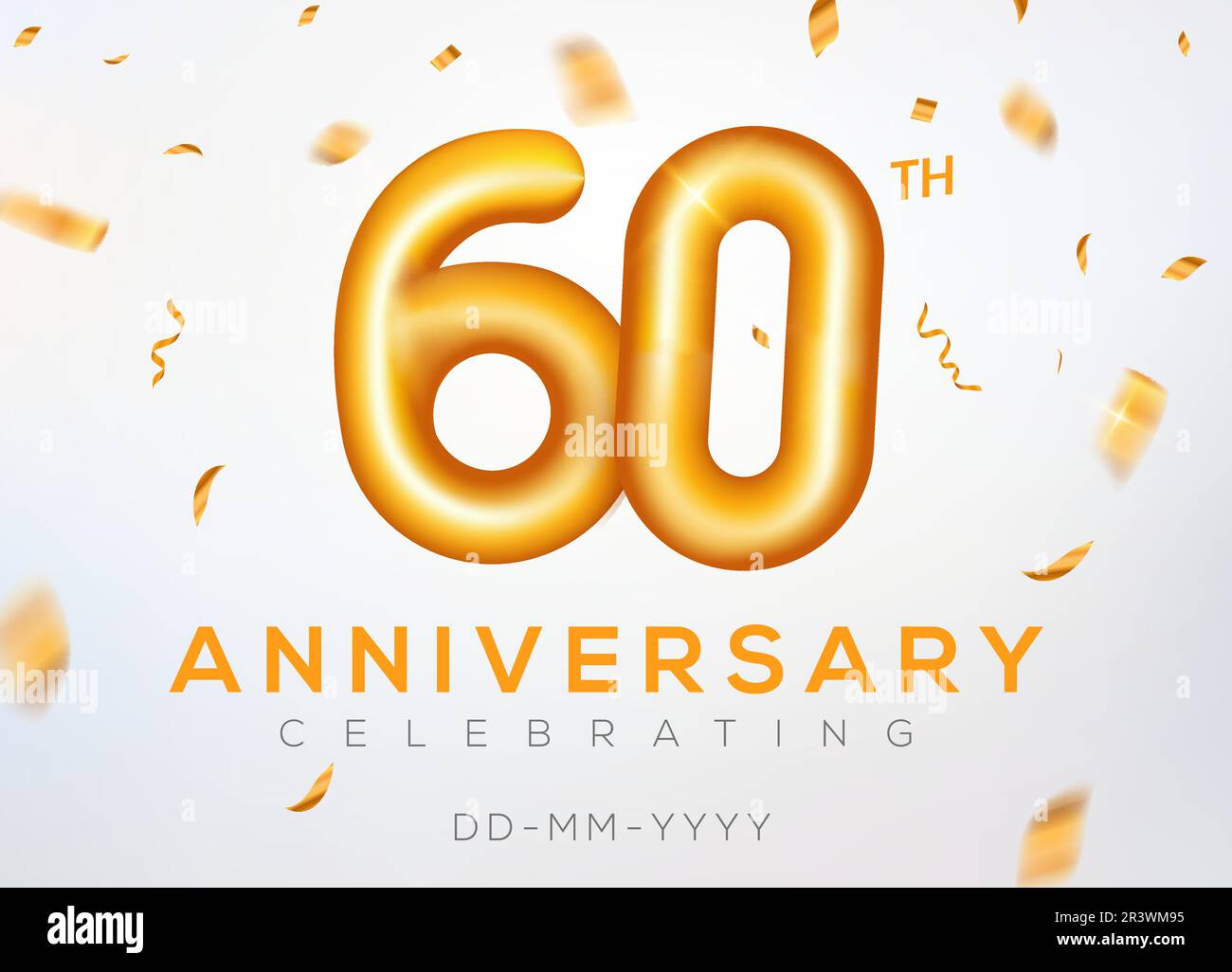 60 year anniversary gold number celebrate jubilee vector logo ...