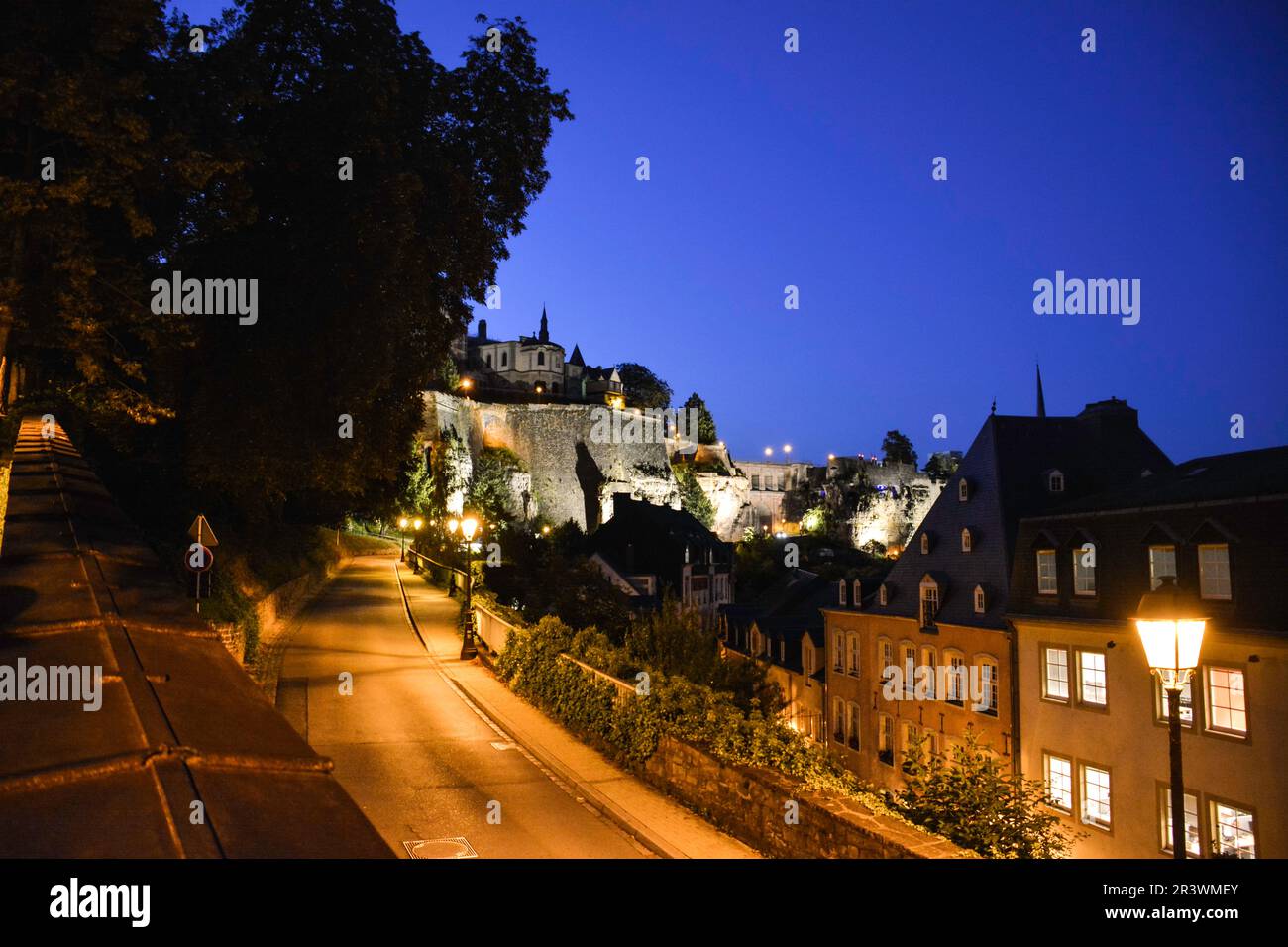 Night Scene in Grund - Luxembourg City Stock Photo - Alamy
