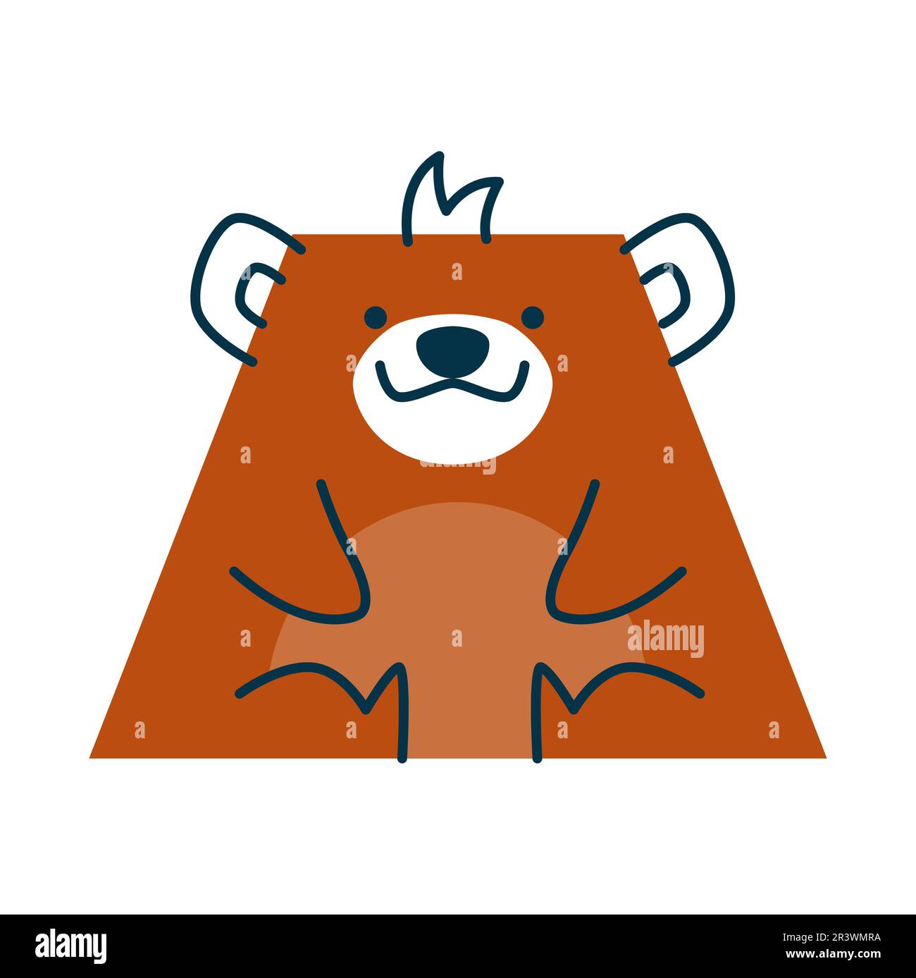 Bear cartoon animal with parallelogram math shape. Figure with funny ...