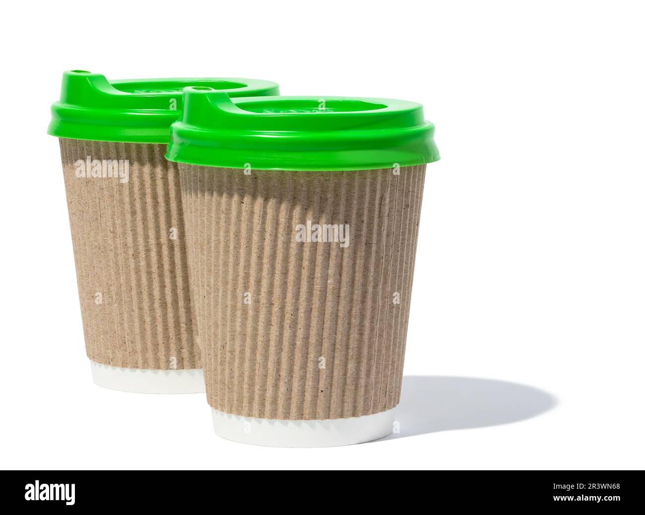 Empty brown paper disposable cups on a white background, concept eco ...