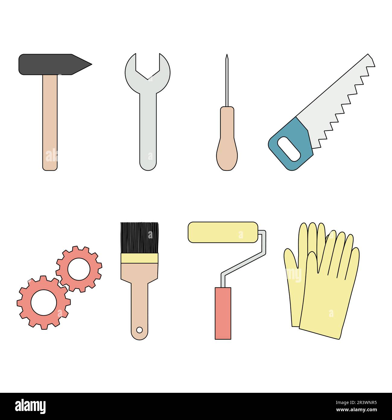 Building and repair tools set, doodle style vector illustration Stock ...