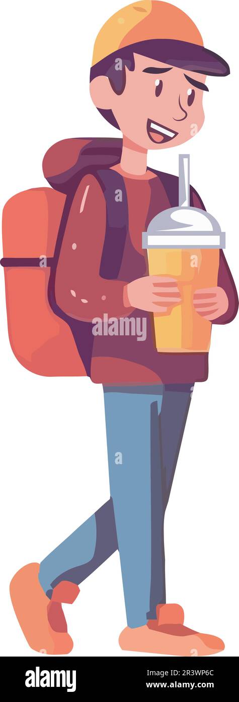 young boy drinking soda character Stock Vector Image & Art - Alamy