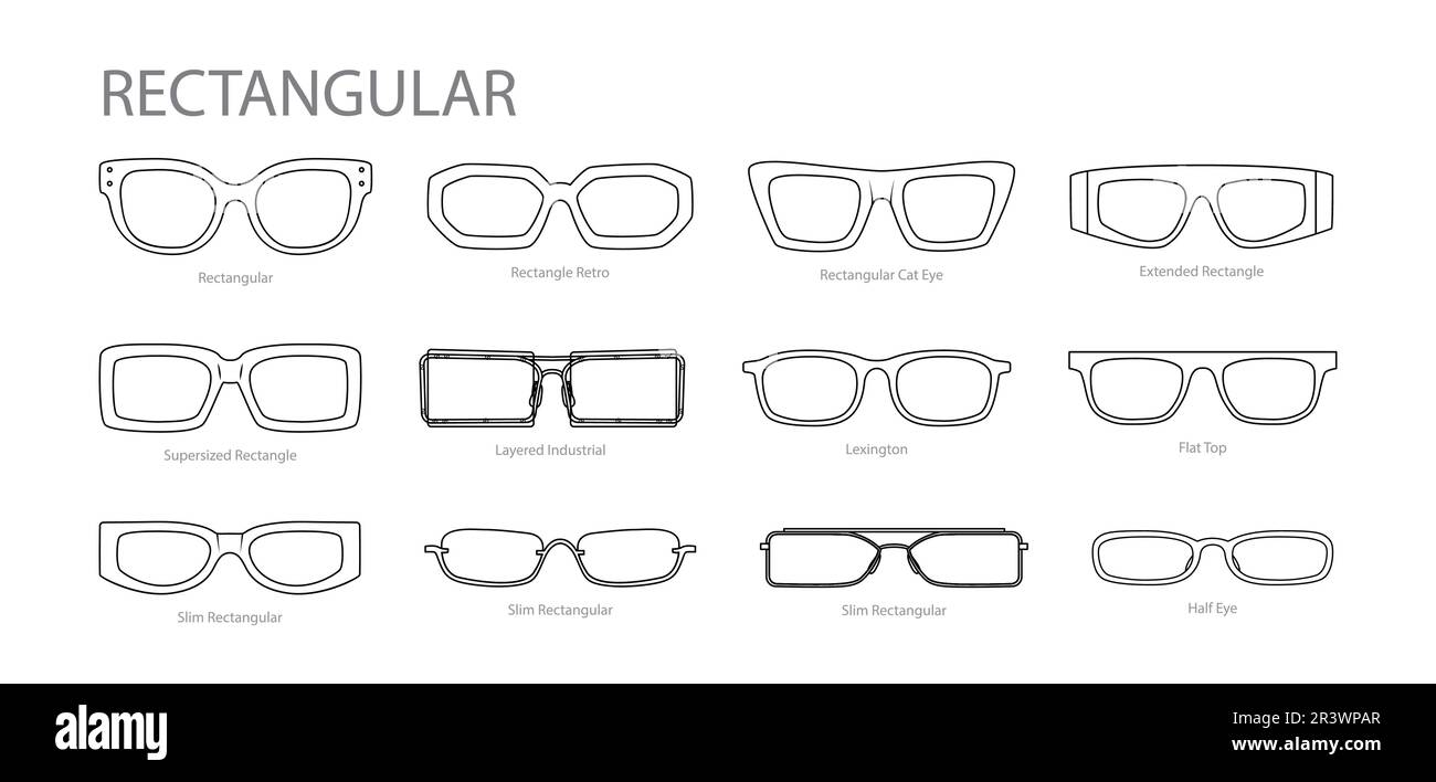 Set of Rectangular frame glasses fashion accessory illustration ...