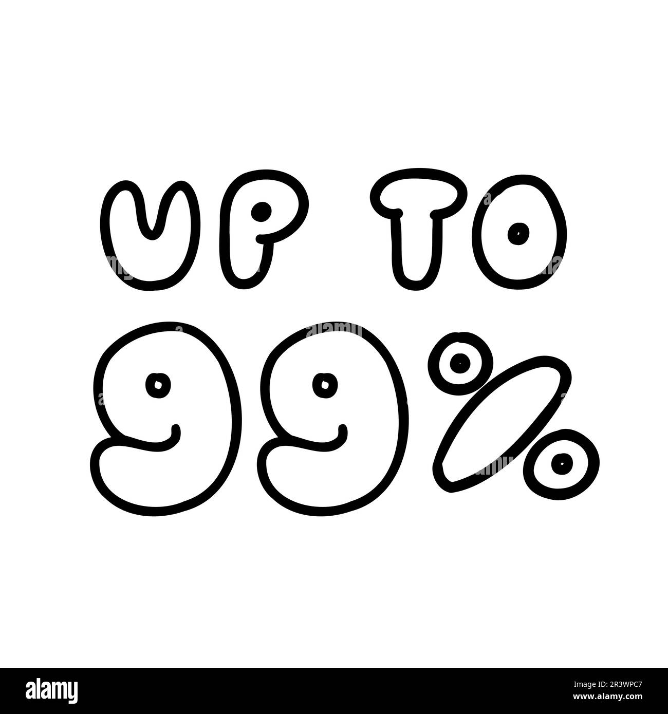Hand drawn 99 percent sale black ink discount logo special offer ...