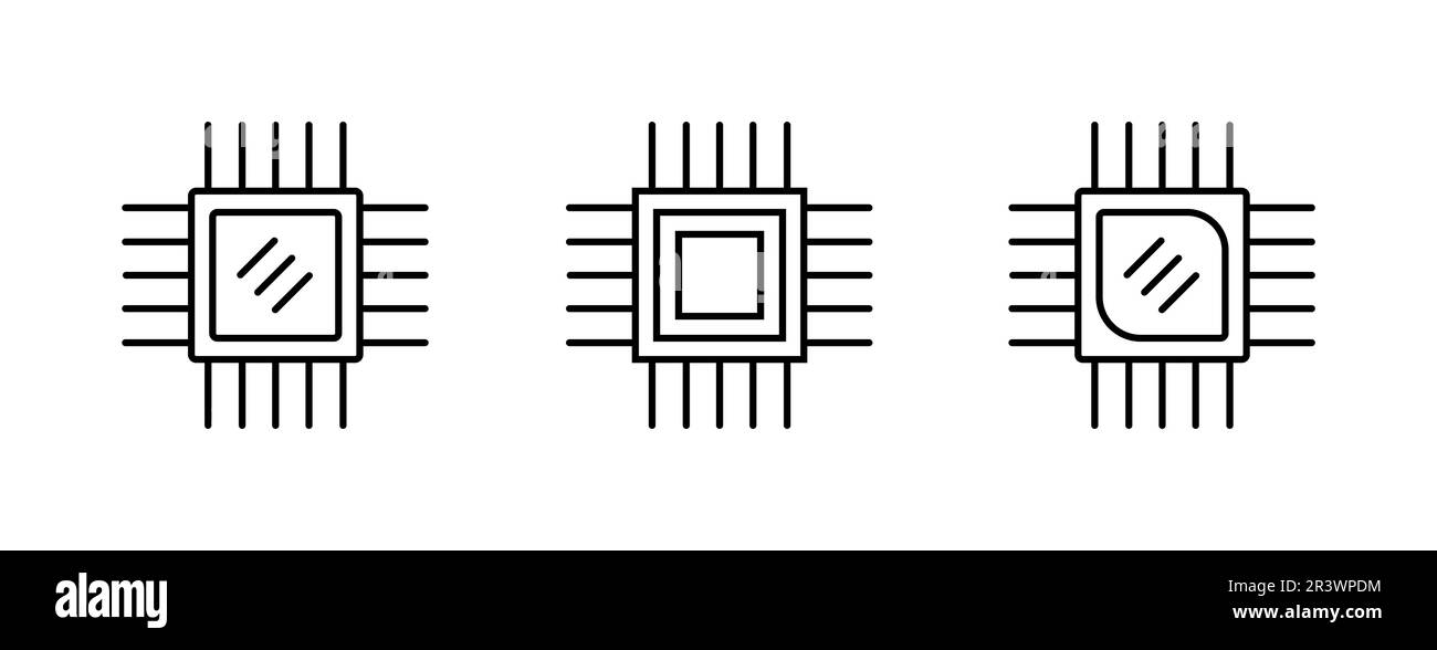 Chip Lineal Icon Symbol Vector. Black Outline Chip Icon Stock Vector ...