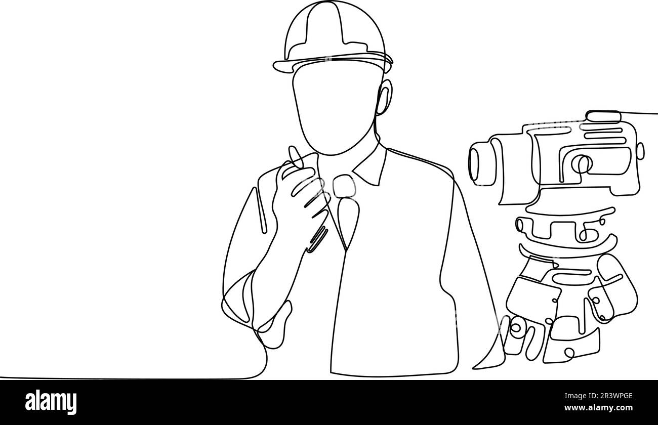 Close up of Caucasian worker with helmet on head using tablet for work ...