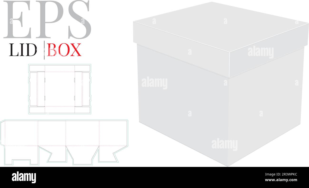 Lid box, die cut template, vector. White clear blank isolated Square ...