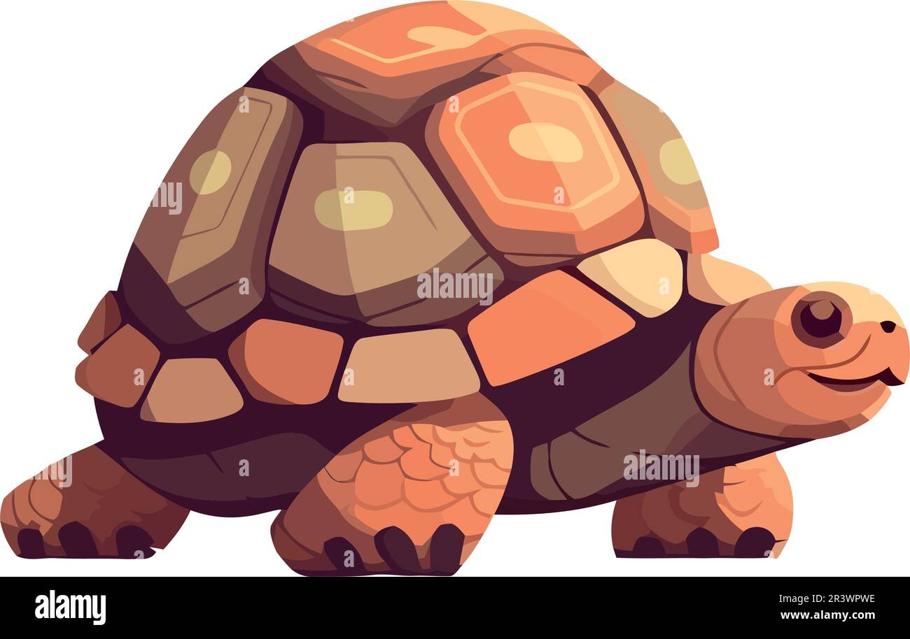 Cute turtle crawling slowly in nature design Stock Vector Image & Art ...