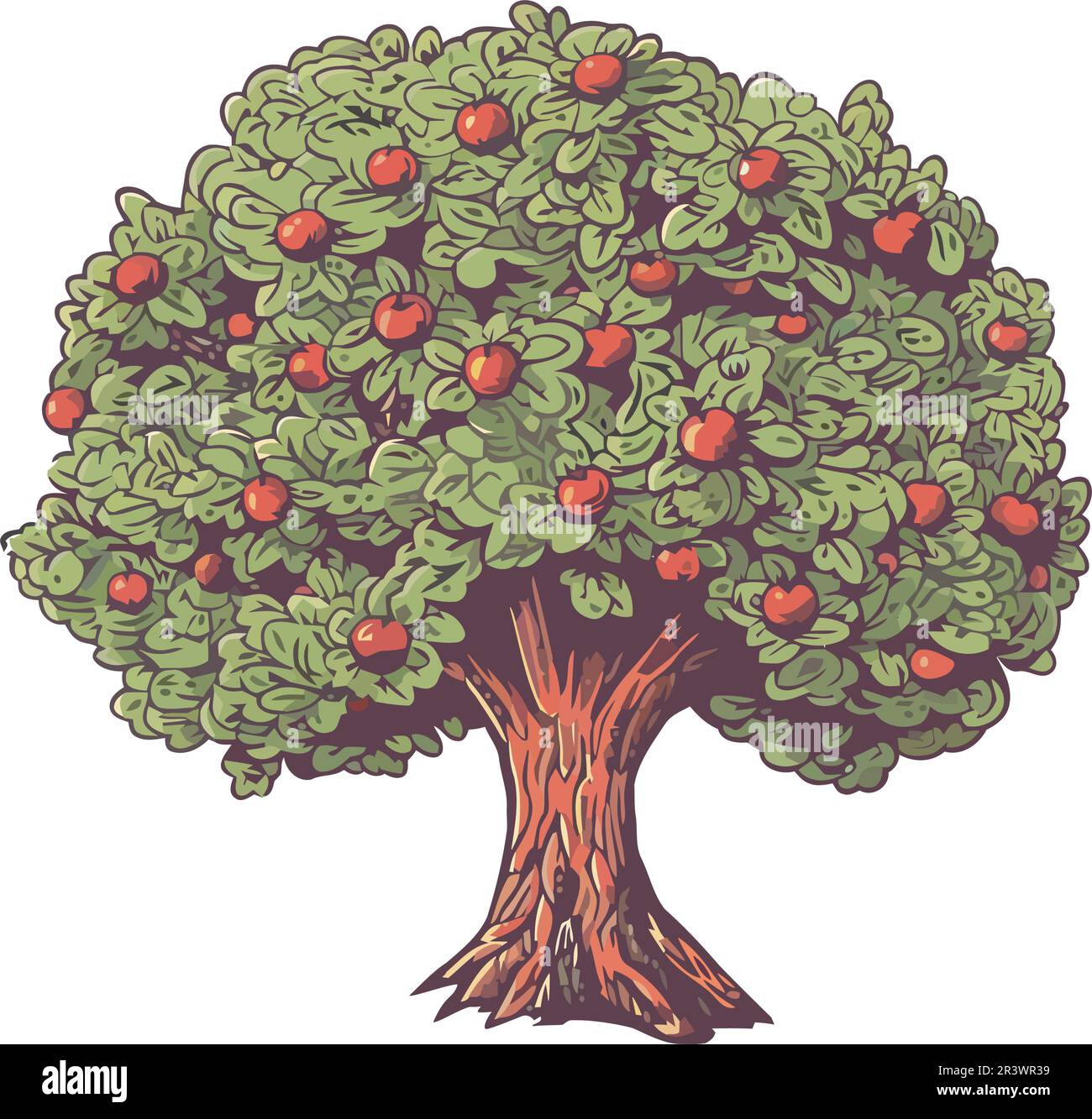 leavy tree with red fruits nature icon Stock Vector Image & Art - Alamy