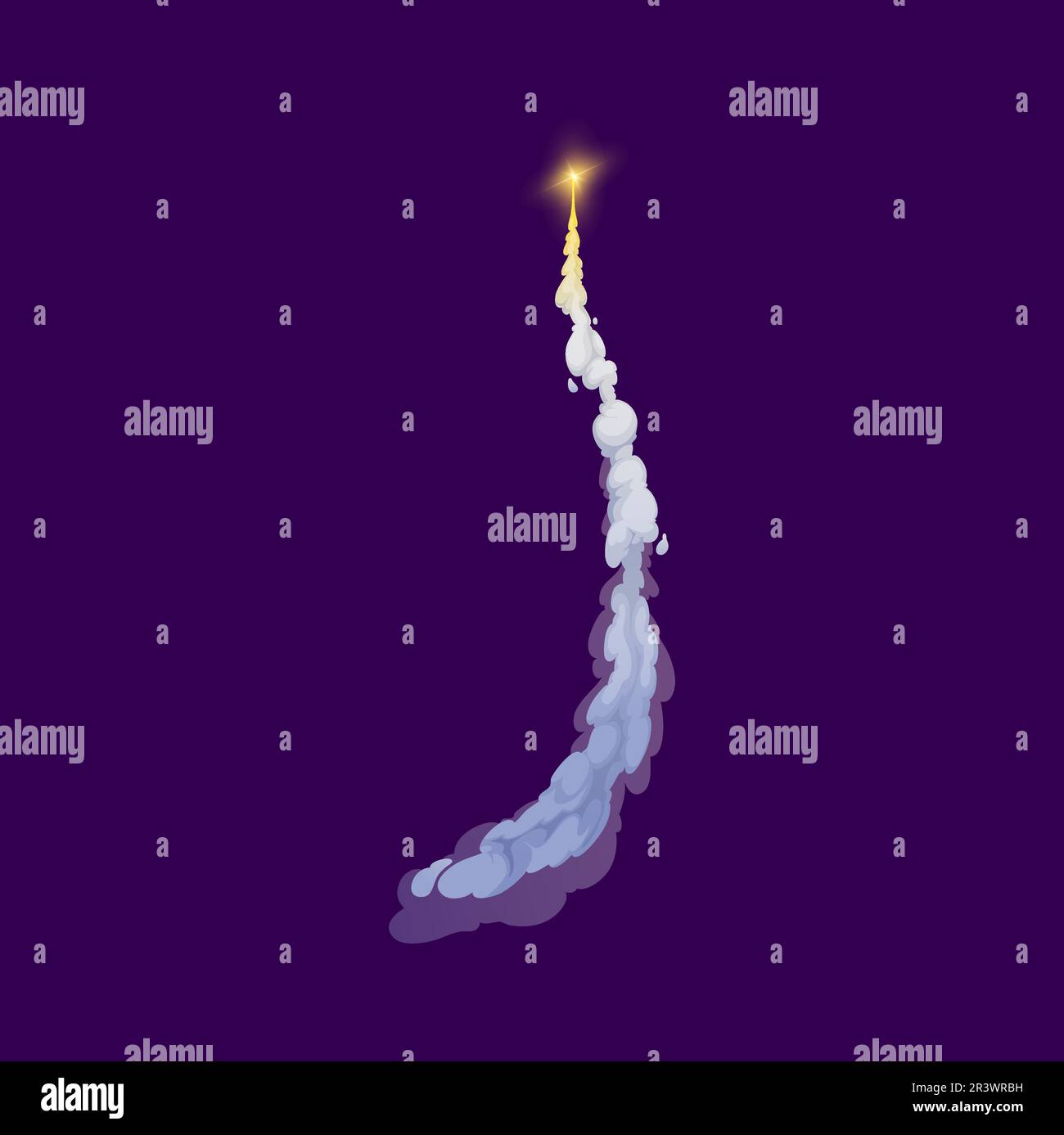 Cartoon rocket or missile smoke trail. Space rocket or jet airplane ...