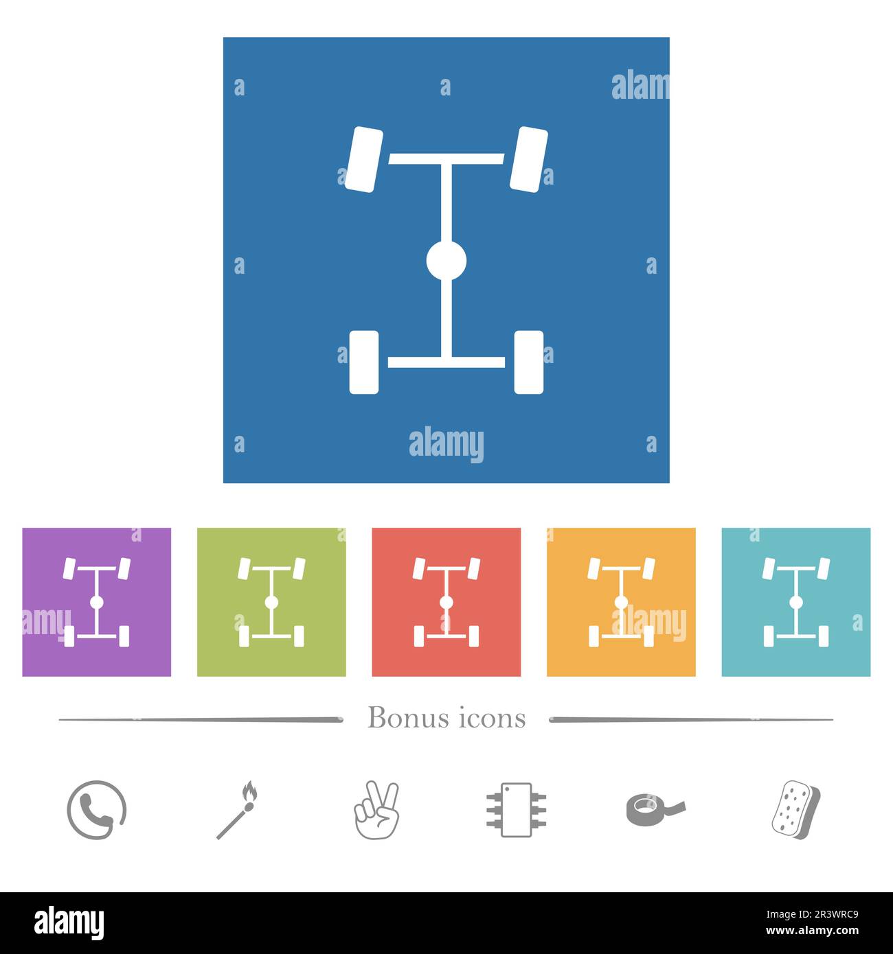 Central differential flat white icons in square backgrounds. 6 bonus icons included Stock Vector ...