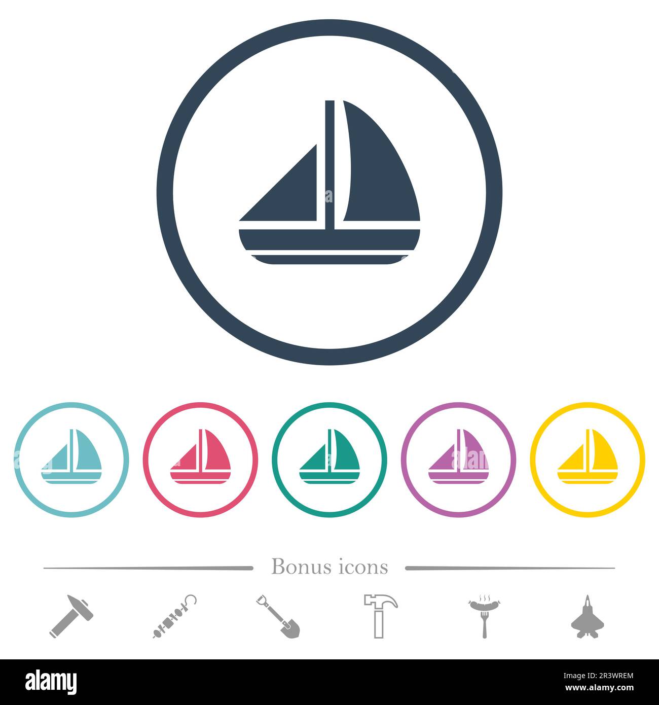 Sailing Boat Solid Flat Color Icons In Round Outlines 6 Bonus Icons Included Stock Vector Image