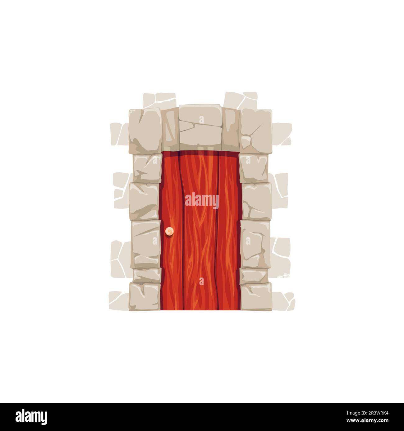 Front door with stone doorway. Isolated vector vintage cartoon medieval ...