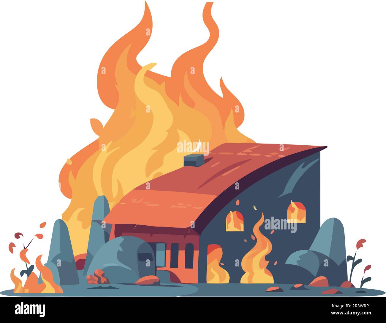 Burning inferno, danger and destruction a firefighter risk Stock Vector ...