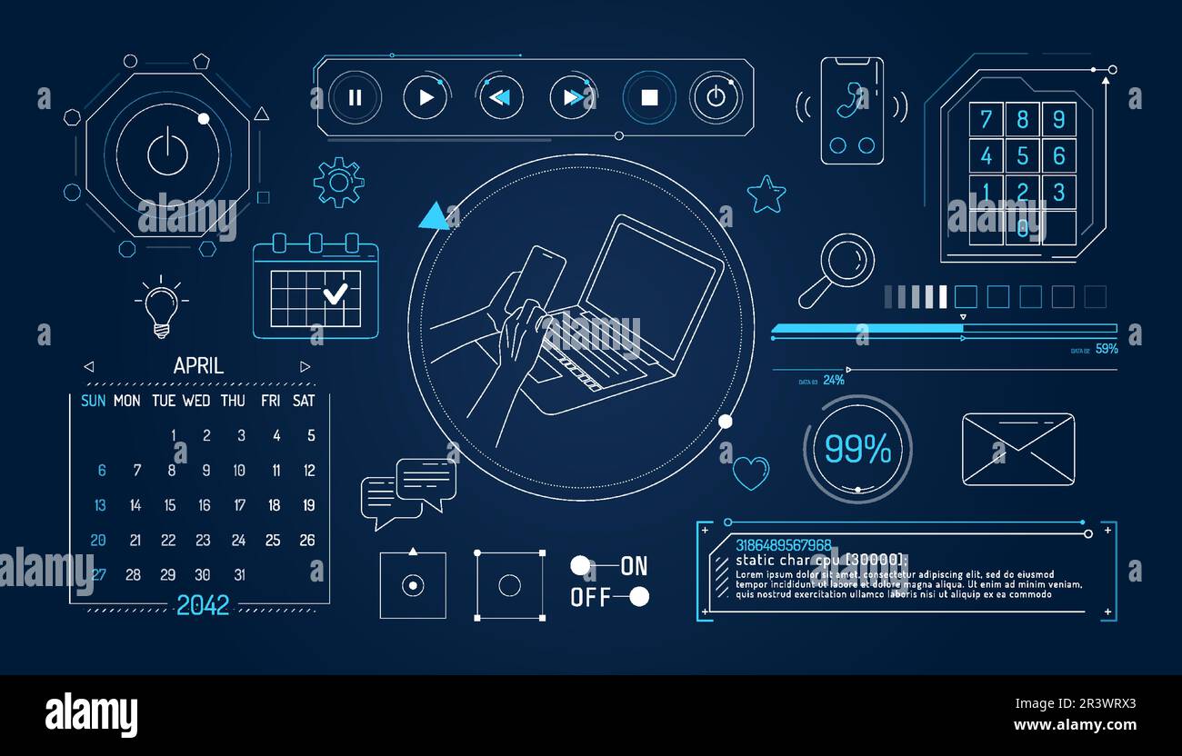 Set of infographic elements about computer communication and social ...