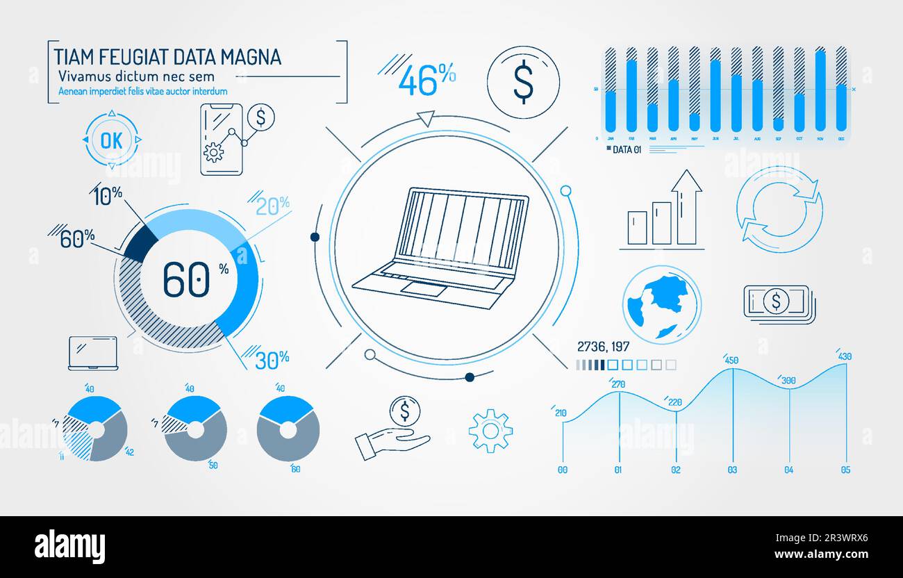 Set of infographic elements about the dollar exchange rate and fintech ...