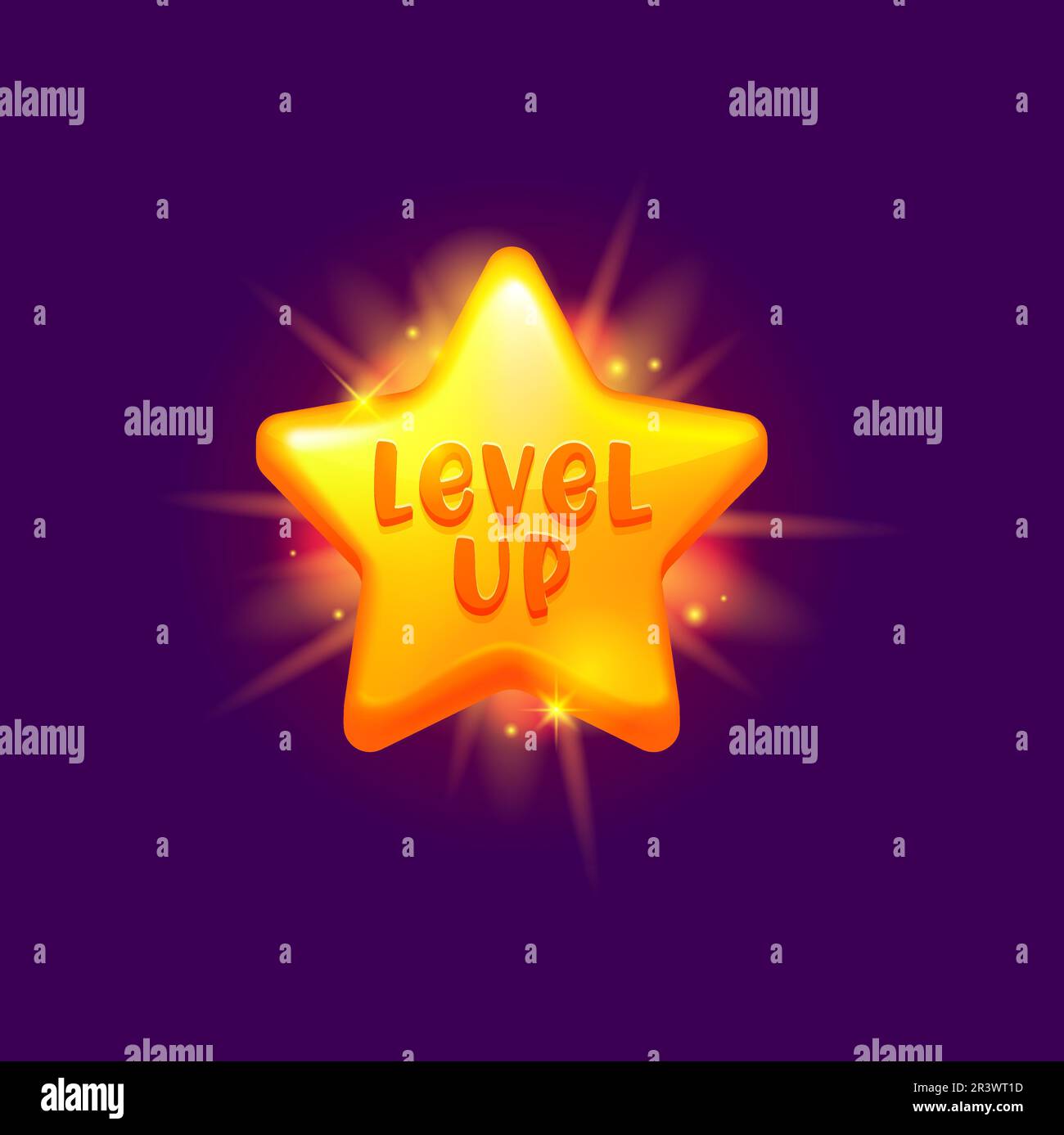 Game level up reward star, rate icon, award badge or prize trophy ...