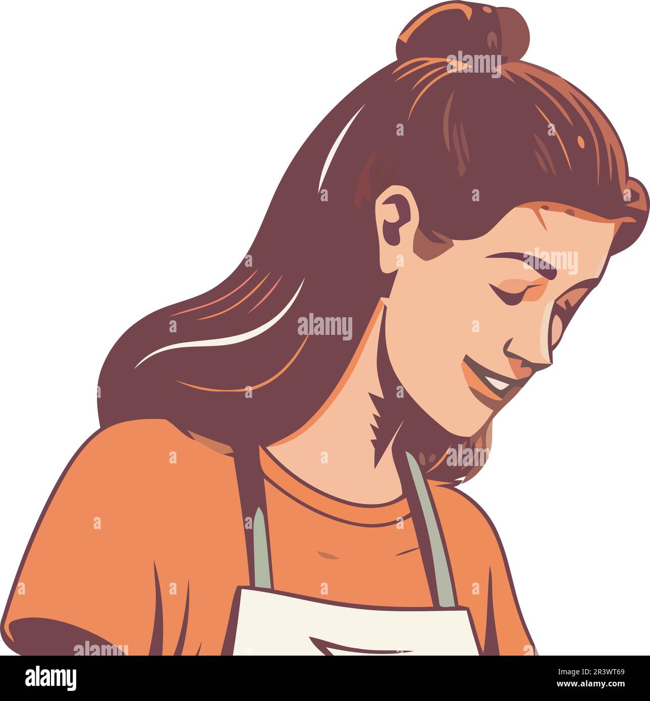 Cute cartoon chef woman with brown hair Stock Vector Image & Art - Alamy