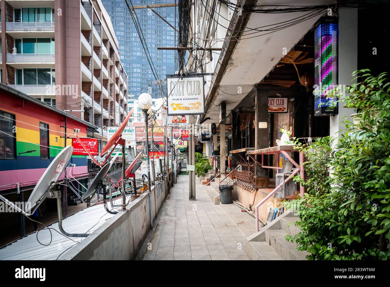 View of the upper level of small bars on Soi 2 Patpong Bangkok Thailand ...