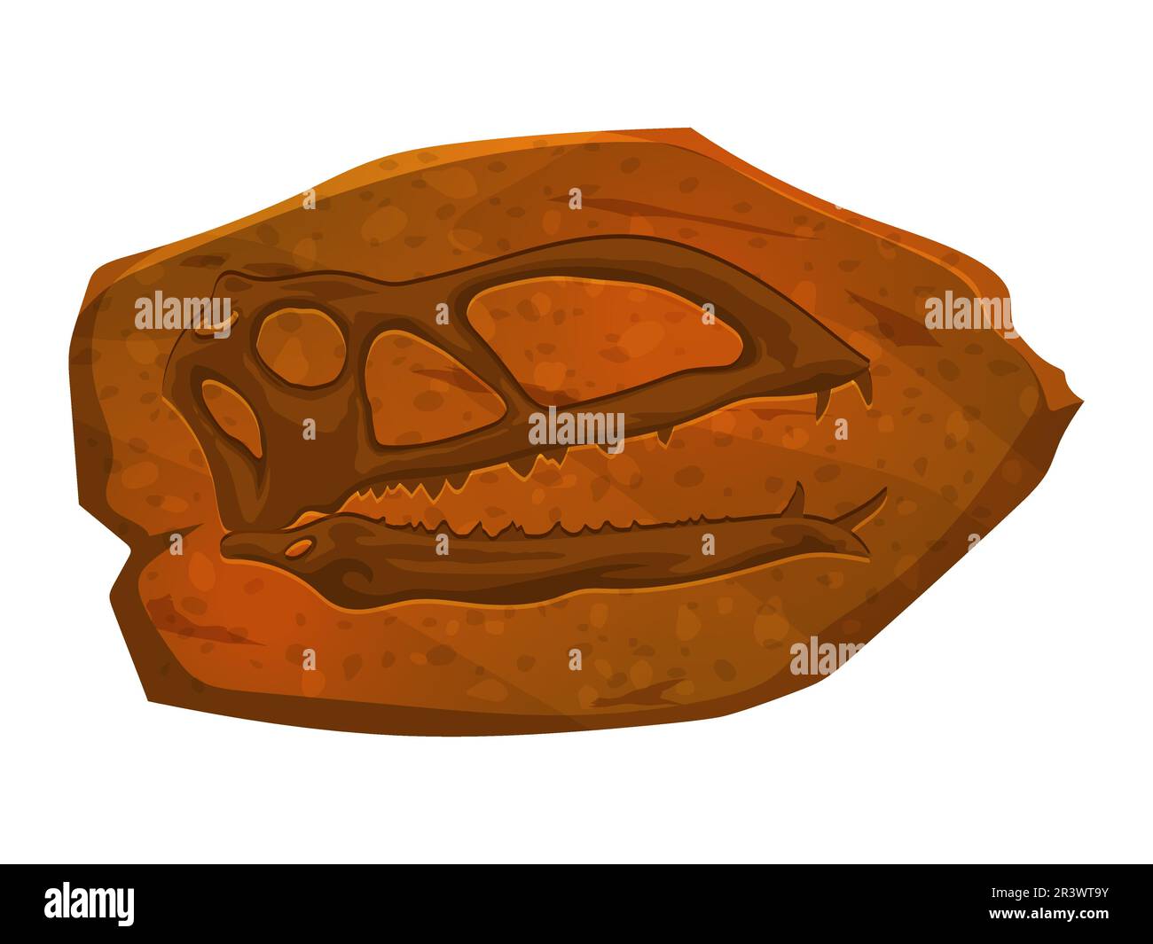 Ancient dinosaur fossil skull imprint in stone. Prehistoric animal ...