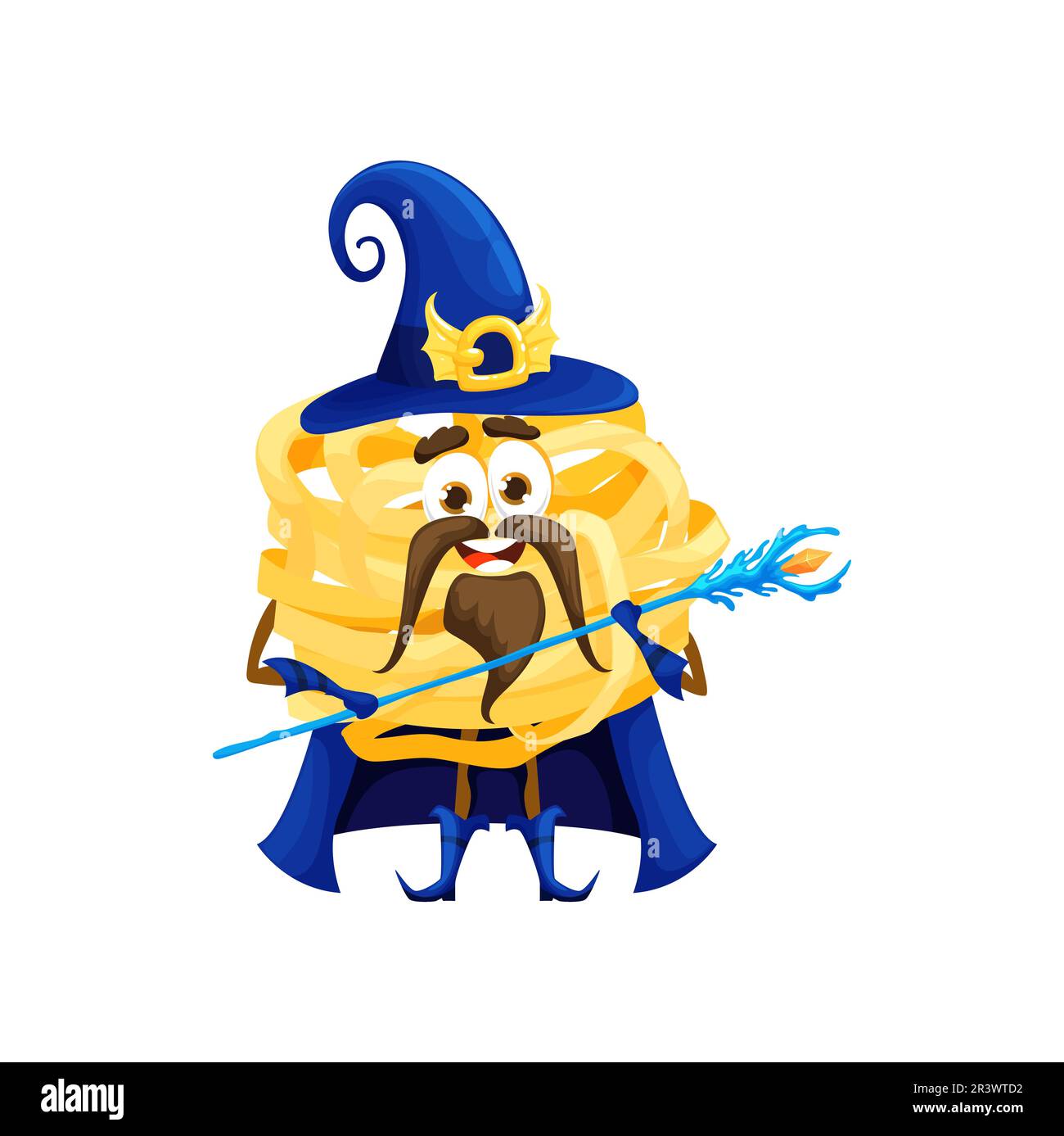 Cartoon Halloween italian pasta wizard character. Isolated vector ...