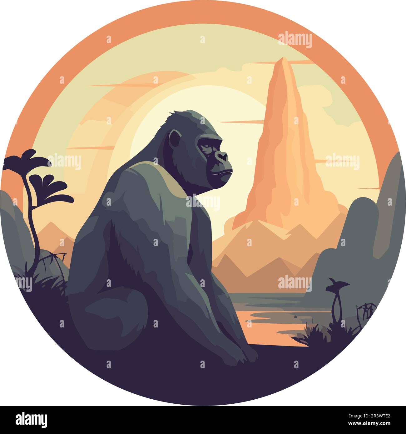 Endangered monkey symbolizes strength in tropical rainforest Stock ...