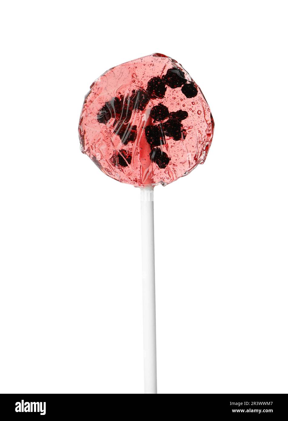 Sweet colorful lollipop with berries isolated on white Stock Photo - Alamy