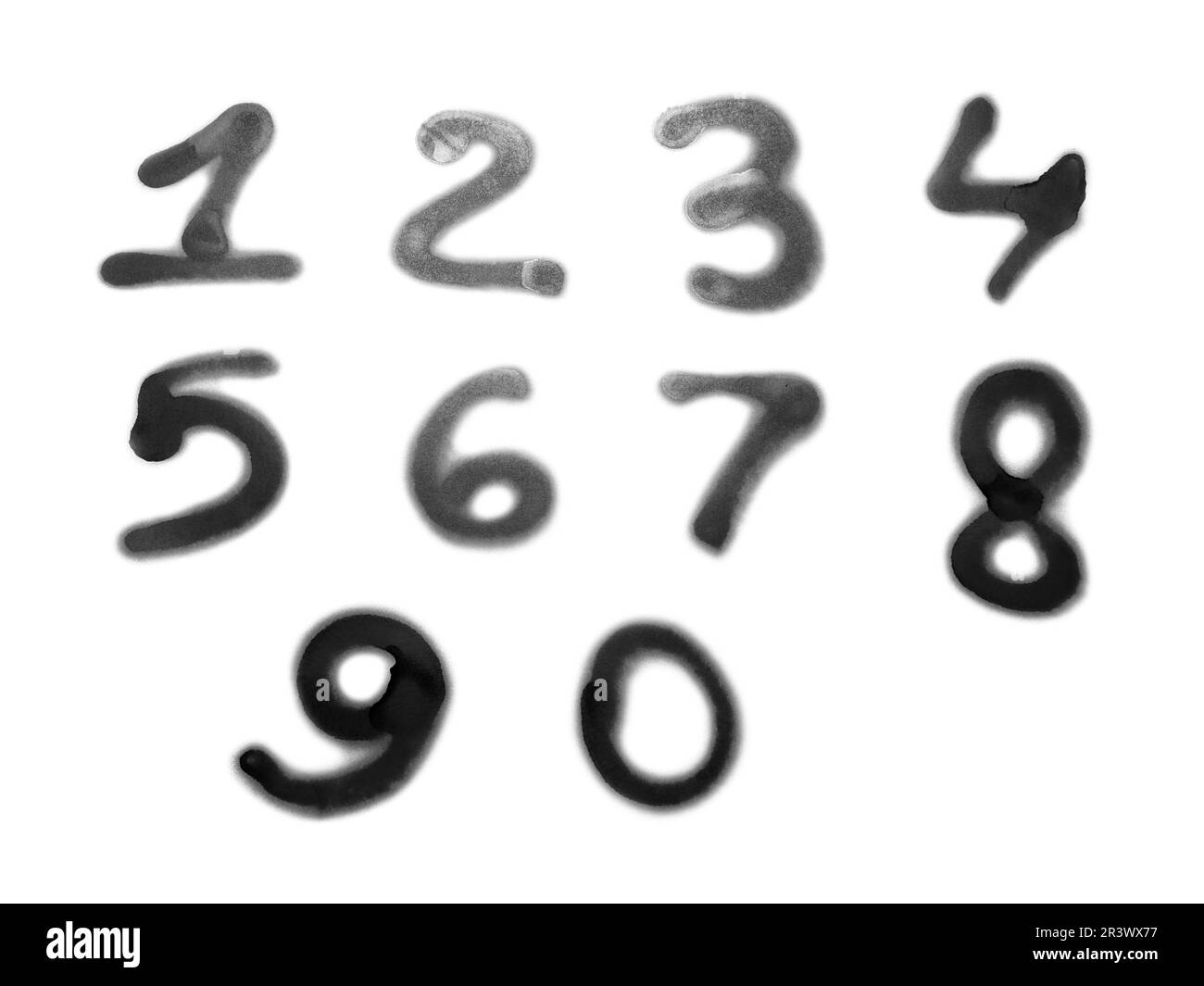 Numbers drawn by spray paint on white background Stock Photo - Alamy